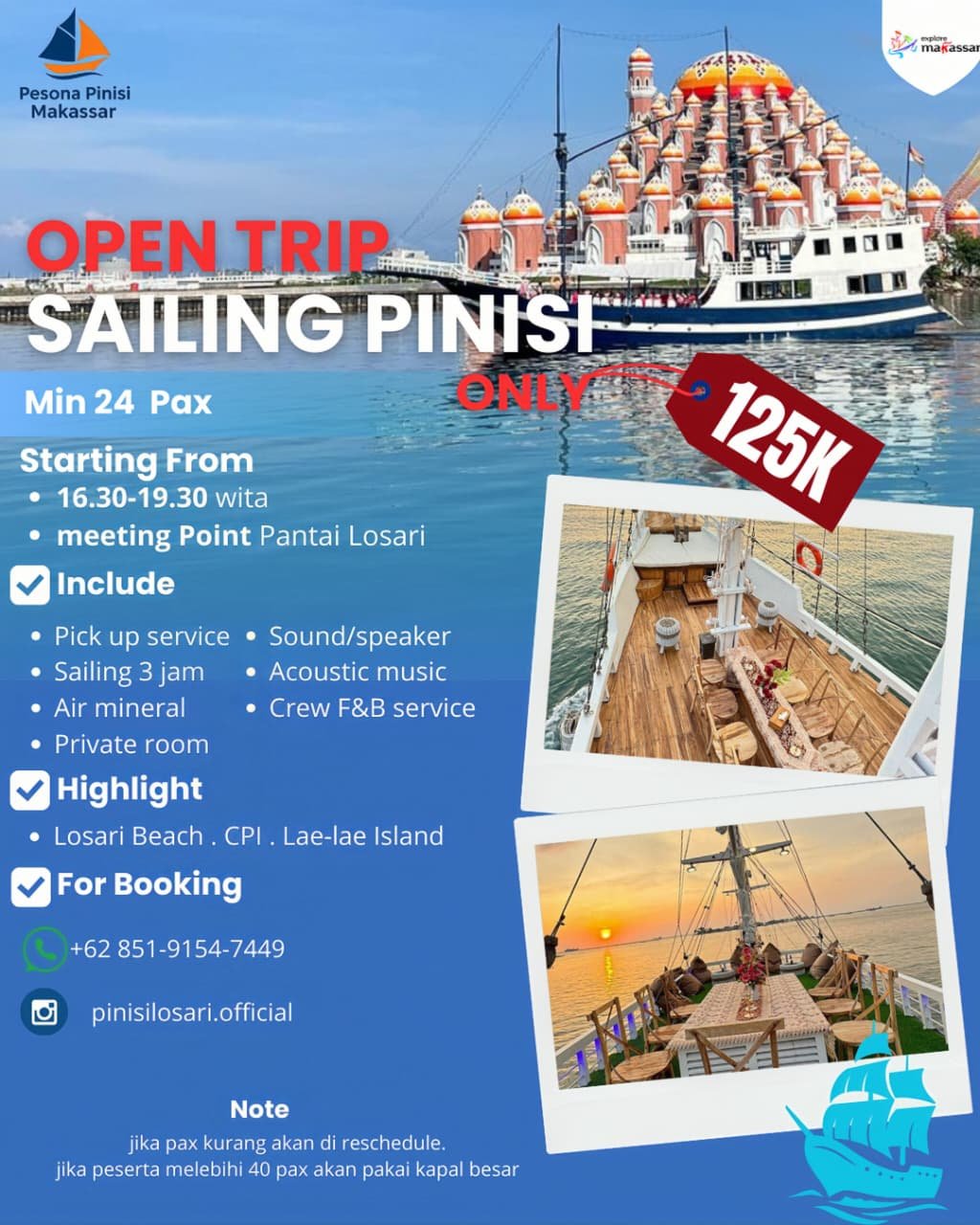 Open Trip Pinisi Losari - Kapal Pinisi Makassar
